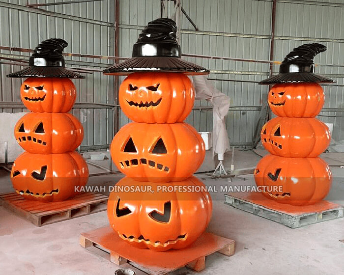 Customized Various Halloween Frp Pumpkin Statue Holiday Decorations FP-2437