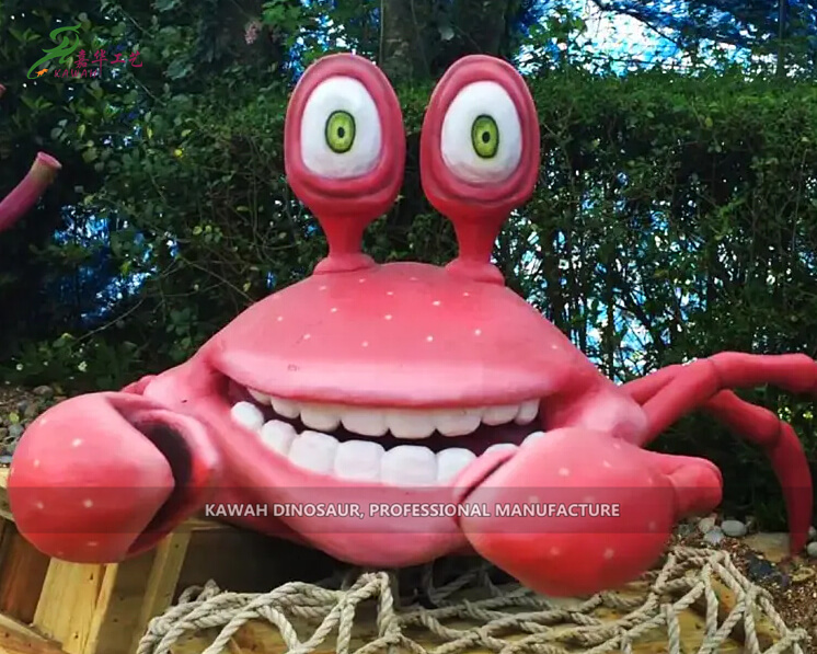 Cute Cartoon Crab Animatronic Model Attractive Elements PA-1929