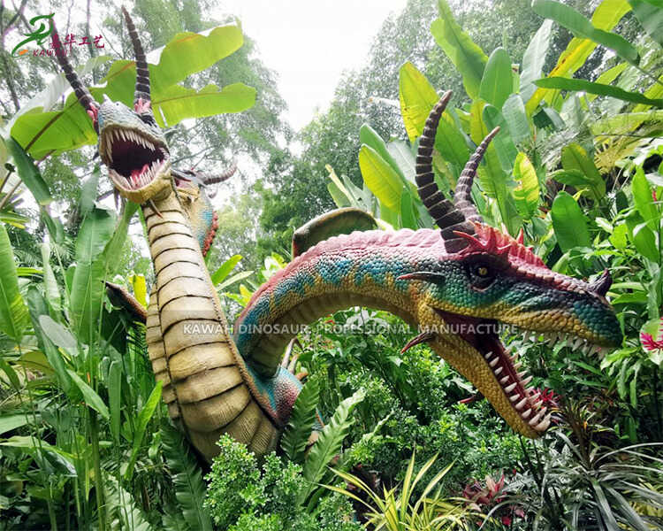 Dinosaur Park Decoration Three-Headed Animatronic Dragon Statue AD-2306