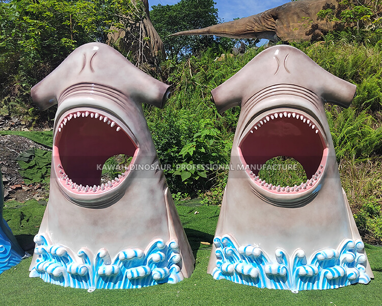 Fun Fiberglass Shark Head Statue for Photo Taking AM-1656