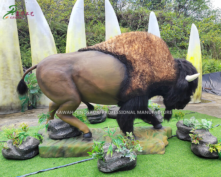 Life Size Animals Statue Running Water Buffalo Animatronic Animals for ...