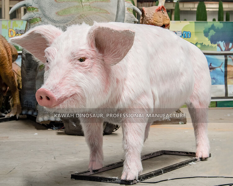 Lifelike Pig Statue Animatronic Pig Model with Simulated Fur Farm ...