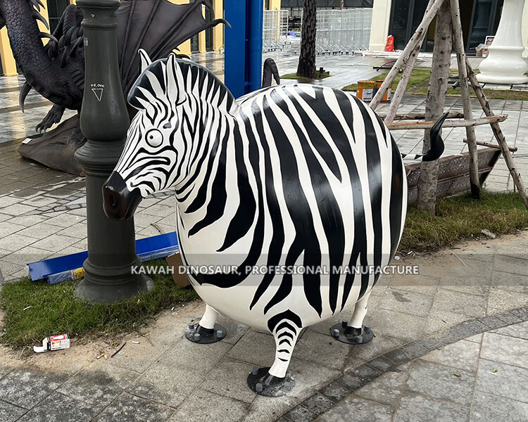 Lovely Cartoon Zebra Statue Fiberglass Cartoon Model Theme Park ...