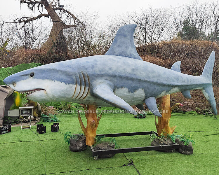 Realistic Big White Shark Model Animatronic Shark Statue Customized ...