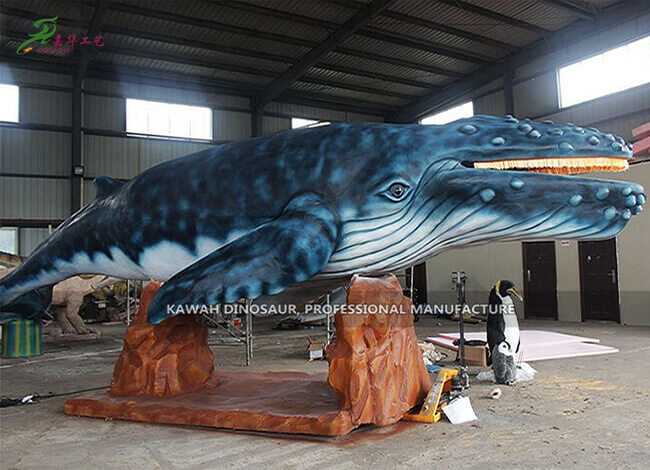 Realistic Giant Blue Whale Statue Customized Animatronic Marine Animals ...