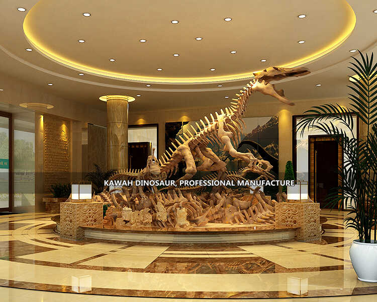 Lobby dinosaur skeleton fossil design | Kawah Dinosaur